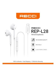 Recci Recci REP-L28 Wired Earphone HD Sound Quality Shocked Bass Effect HD Calls Lightning Cable ...