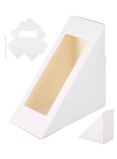 KASTWAVE Sandwich Boxes100 Pack White Paper Sandwich Wedge Box Onetime ...