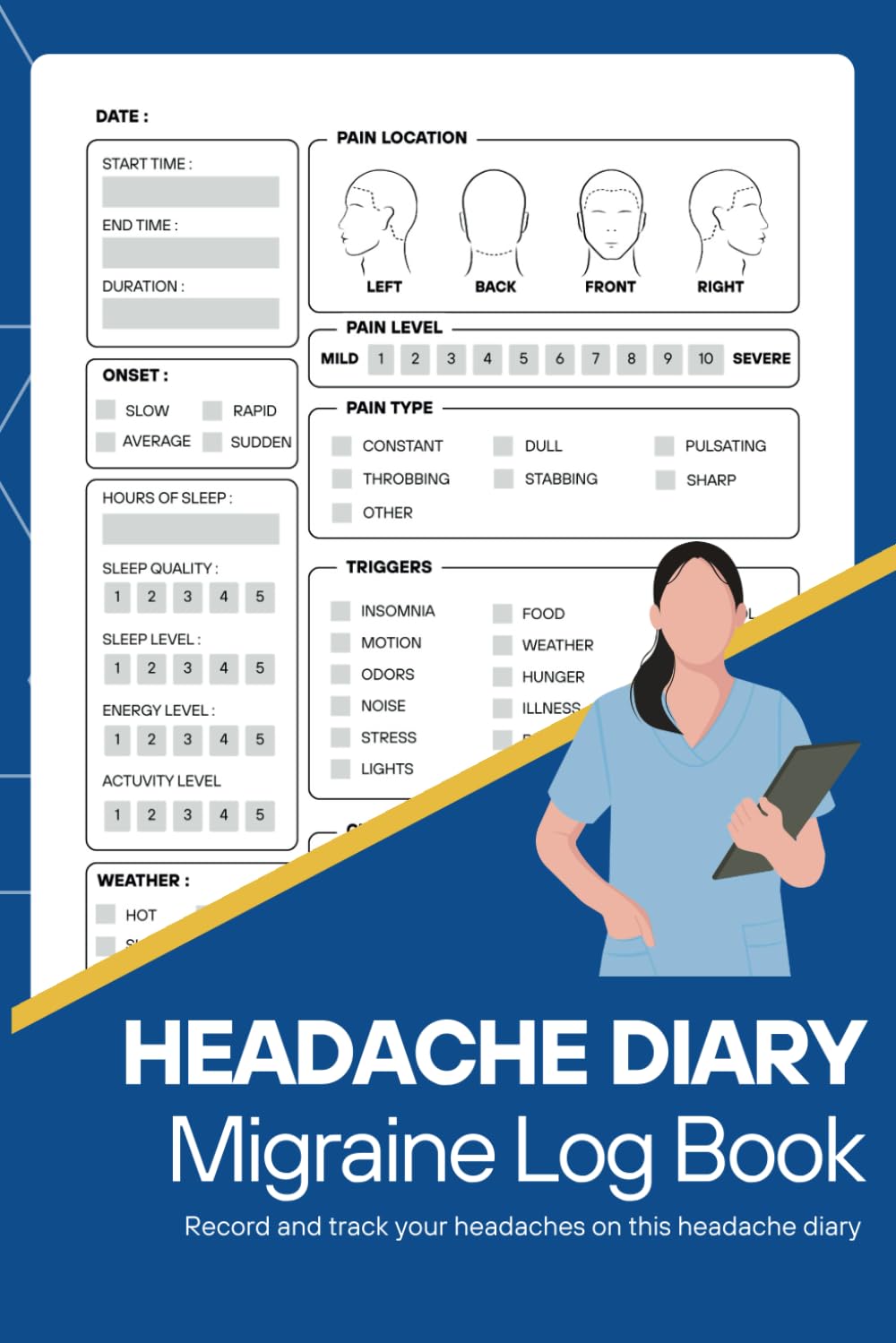 Headache Diary Migraine Log Book: Record and track your headache ...