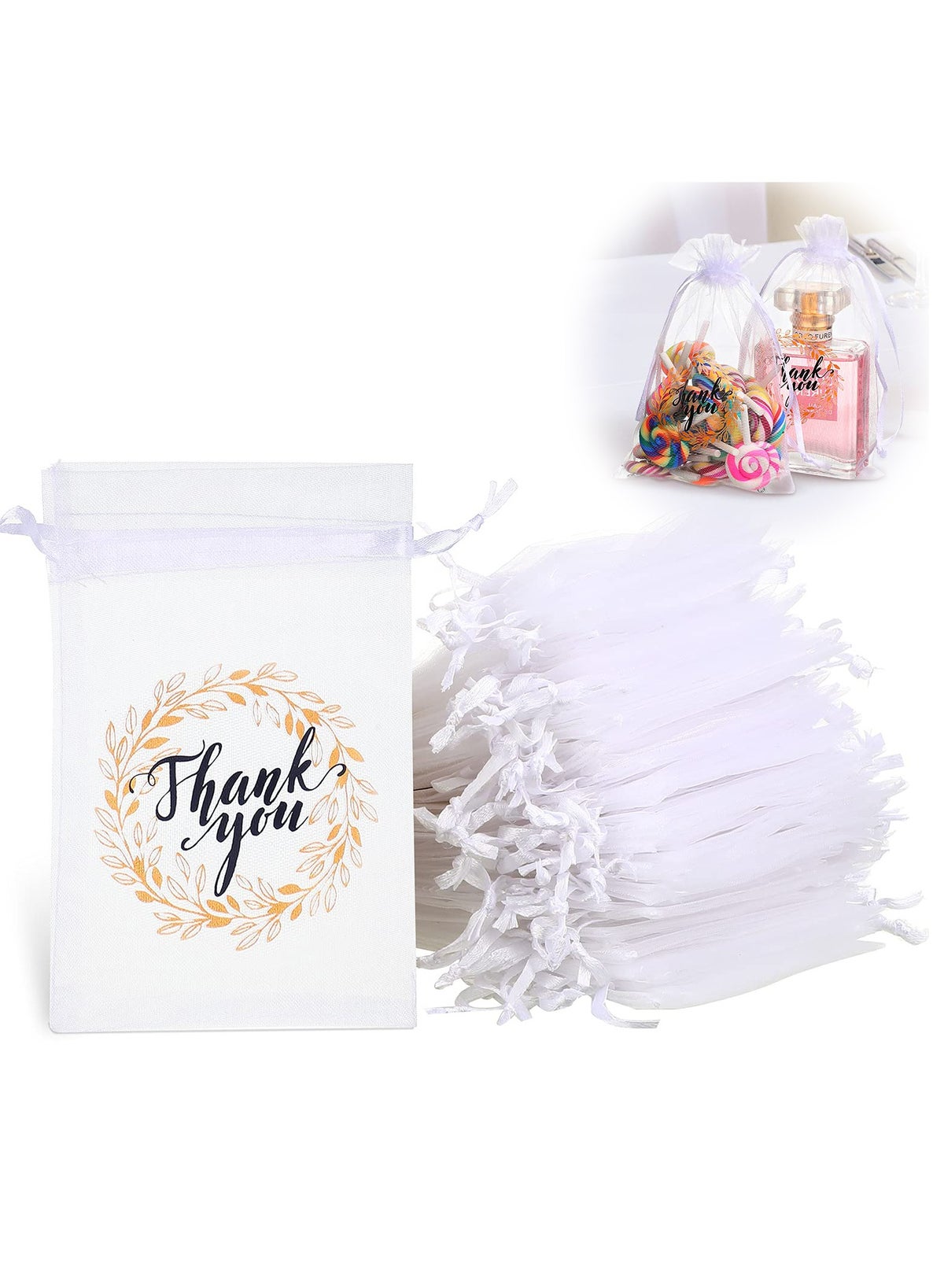 Generic 50 PCS Sheer Drawstring Organza Jewelry Favor Pouches, 4x6 Mesh Wedding Party Festival ...