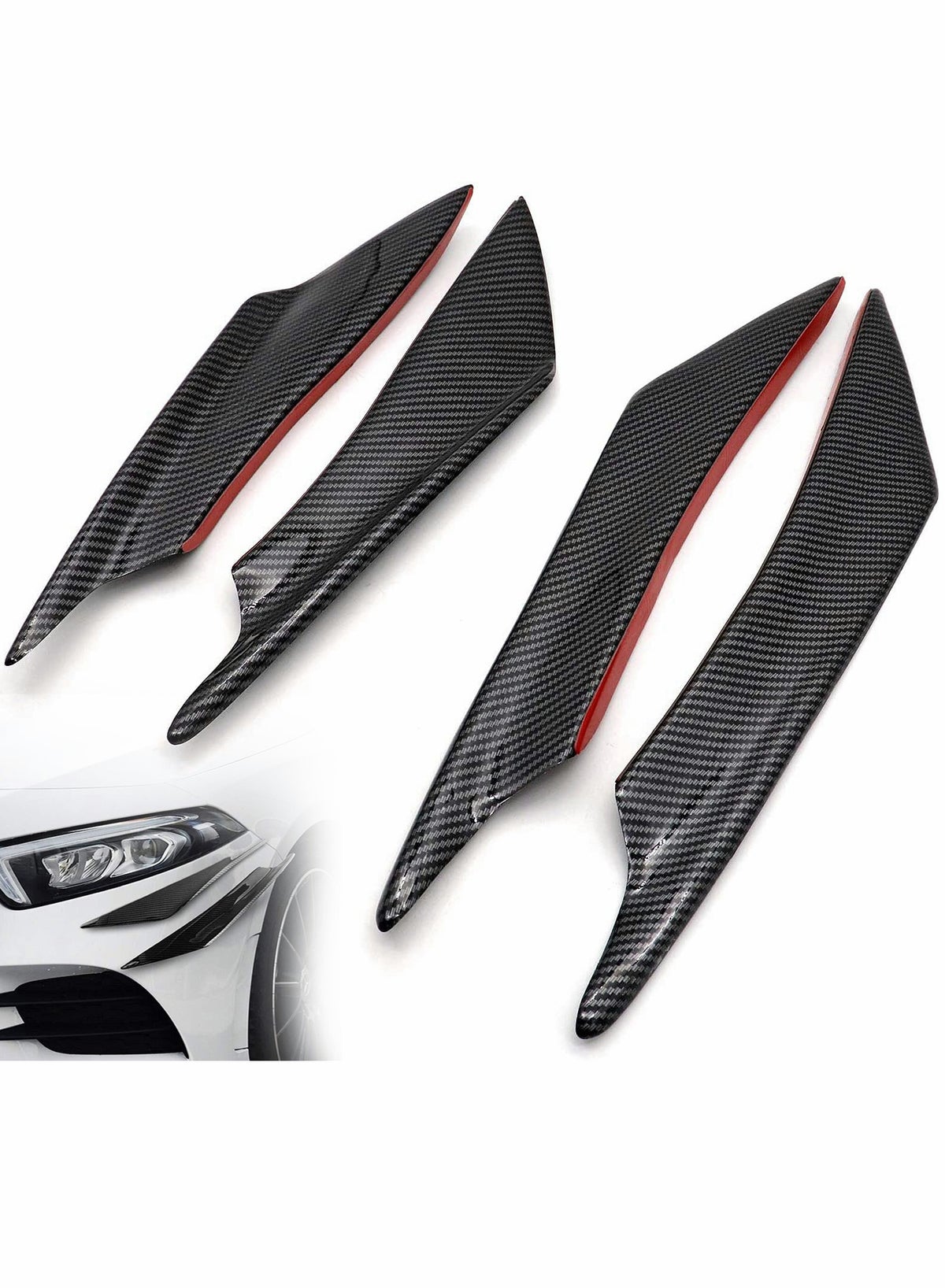 SYOSI Car Front Bumper Spoiler, Universal Carbon Fiber Pattern Lip Fin ...