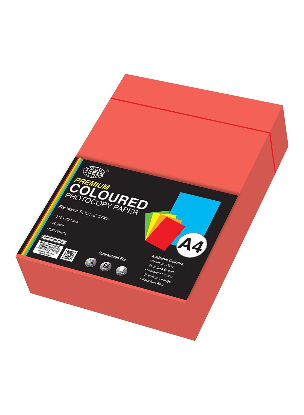 FIS FIS Premium Color Photocopy Paper, 500 Sheets, 80 gsm, Premium Red ...