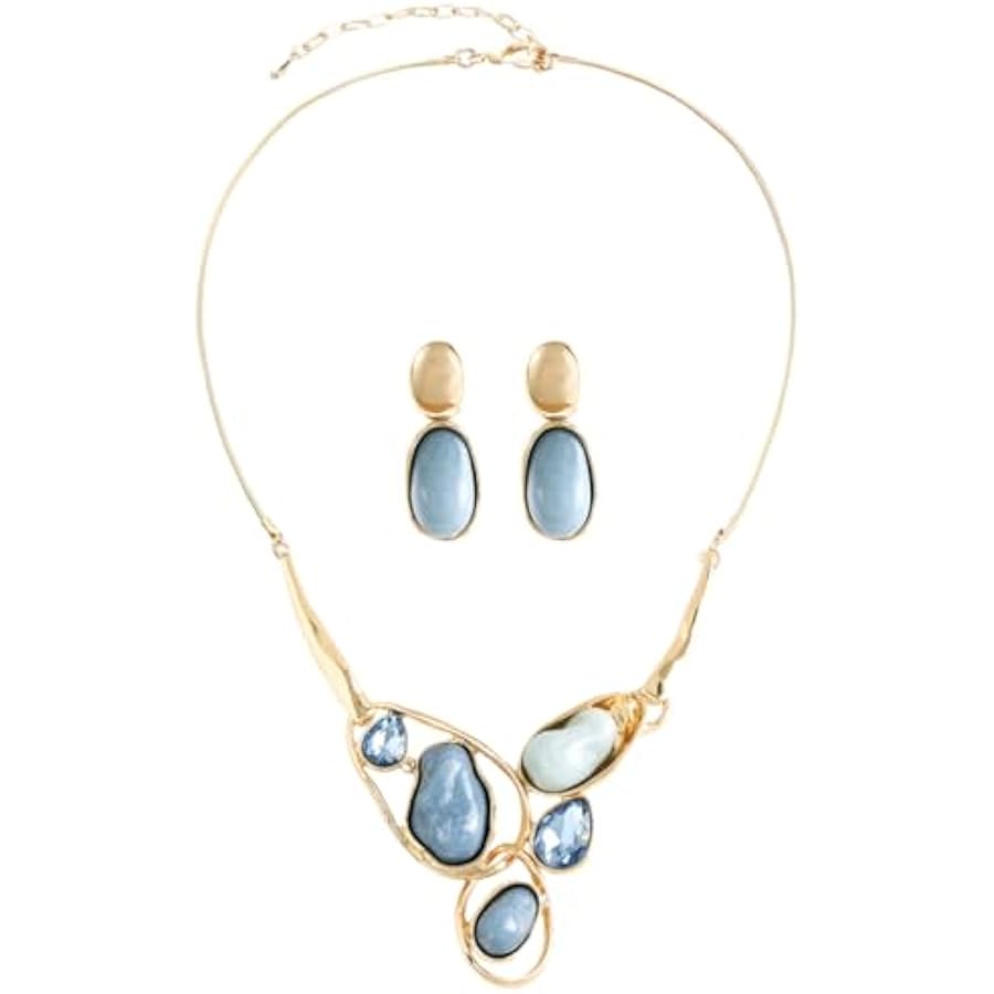 Generic Chunky Statement Jewelry Set Blue Ocean Seashell Choker ...