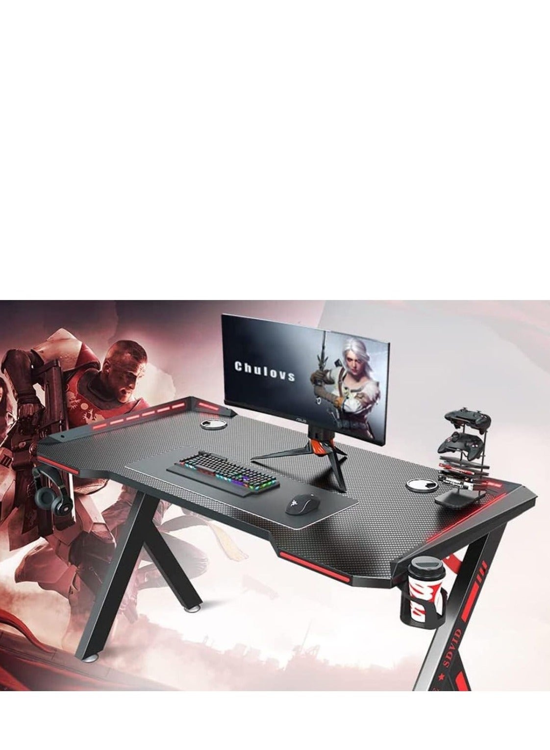 Generic Gaming Desk with LED RGB RC Light,Z Shaped for Pc,Blue120×60× ...