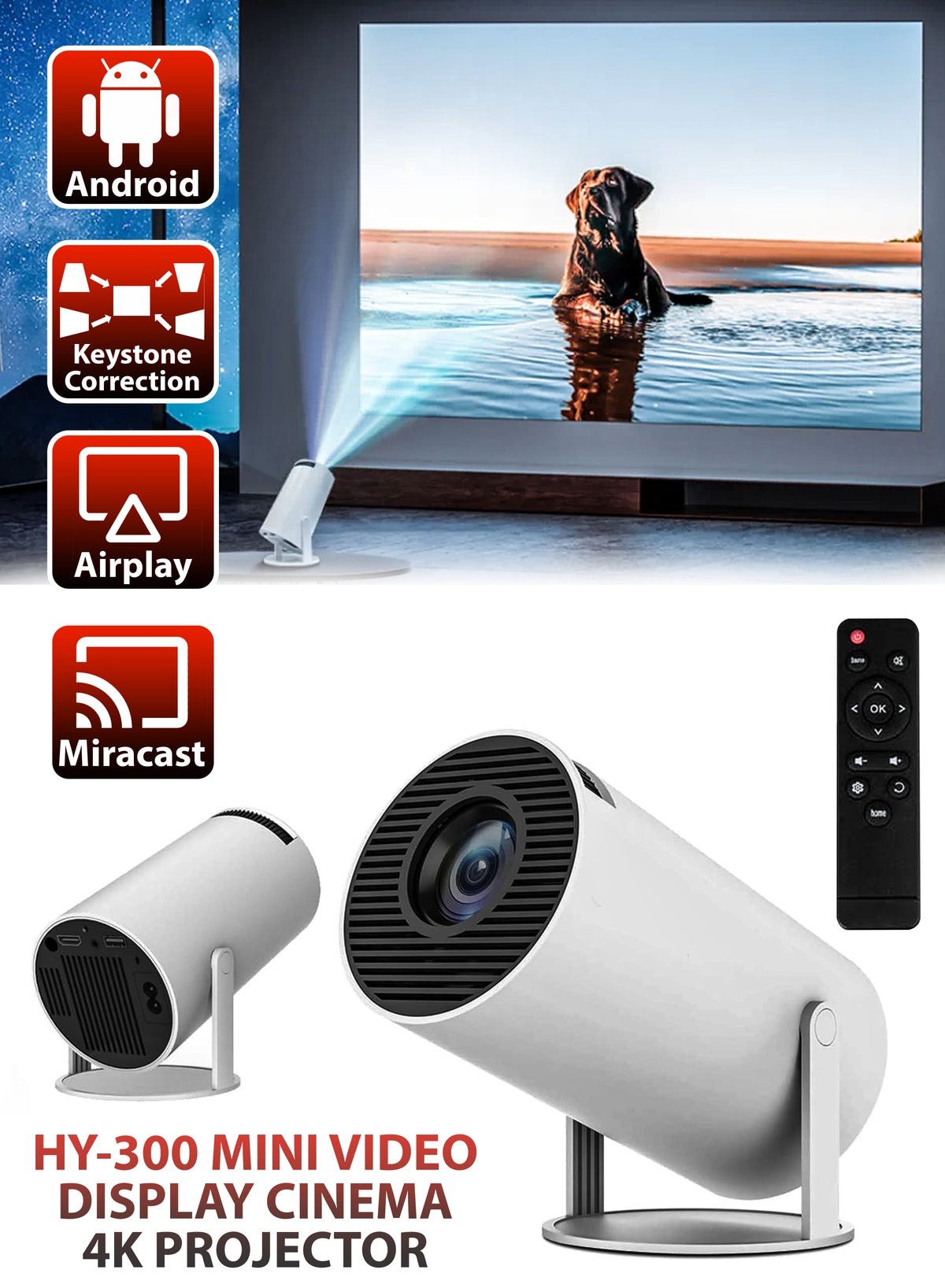 DBLEW 120ANSI Lumens HD Smart Projector Android 11 Portable Mini Cinema ...