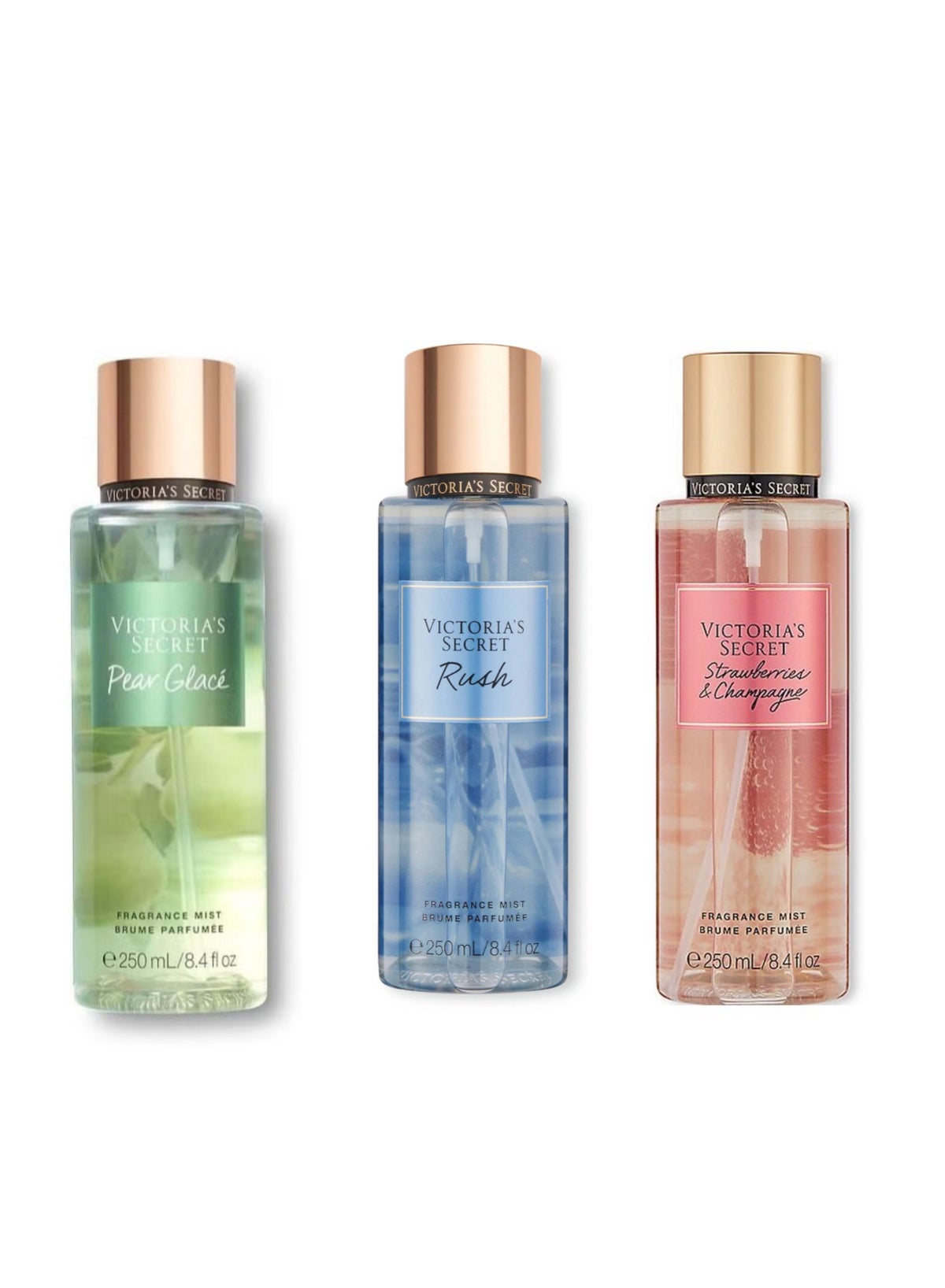 Victorias Secret - Beauty Combo Pack of 3 Body Mists - Rush, Strawberry ...