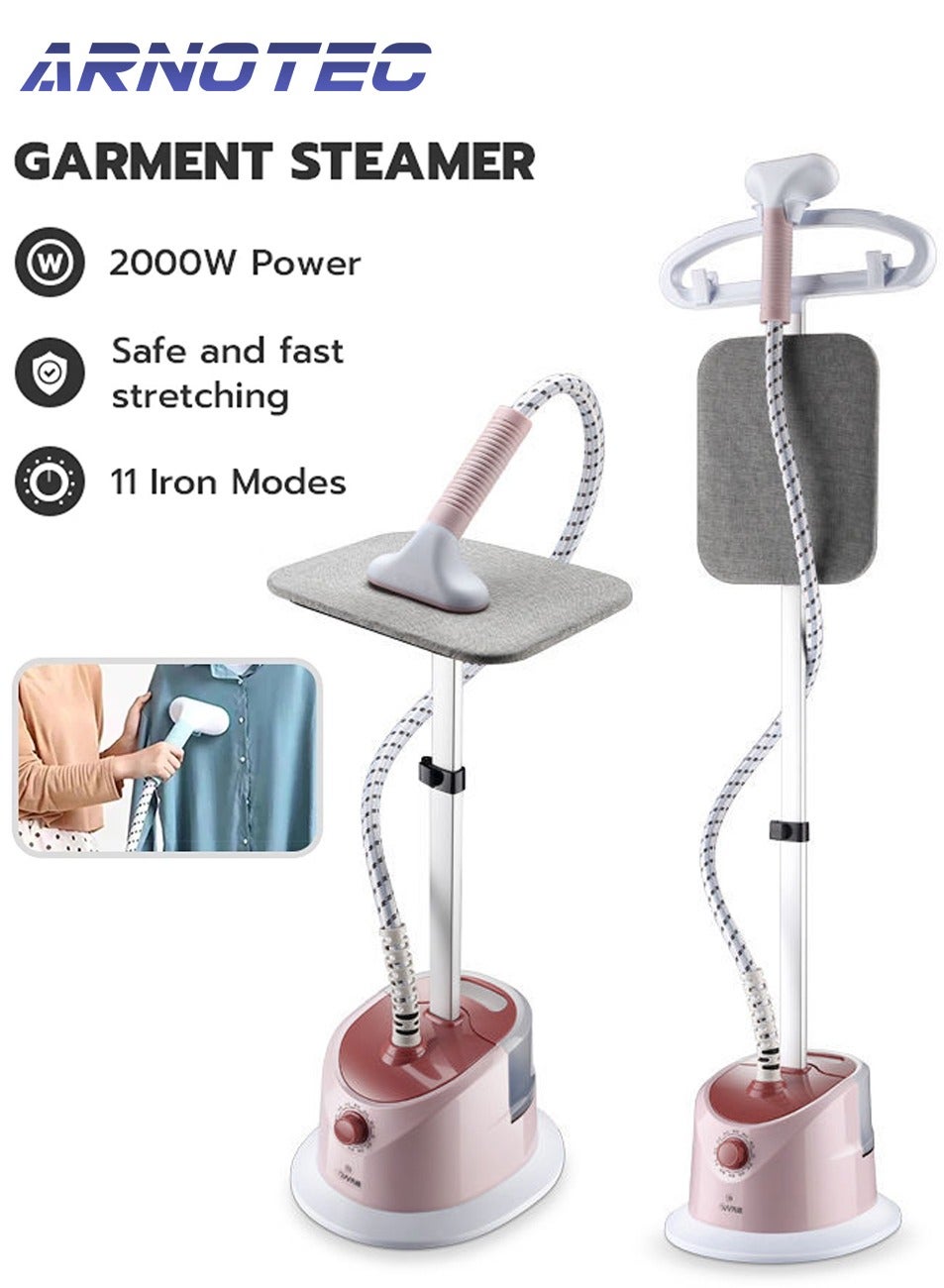 ARNOTEC 2000W Vertical Steam Iron Adjustable Height Clothes Board Quick ...