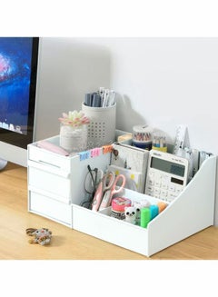 HomarKet Three layer storage box stationery storage box drawer, white ...