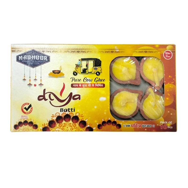 Buy Madhoor Pure Cow Ghee Batti Diya - Pack of 10 Online | 15 Minutes ...