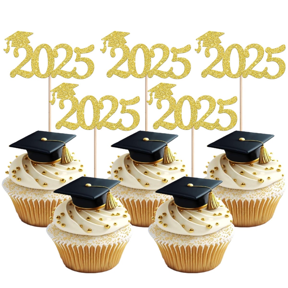 Rsstarxi Rsstarxi 24 Pack Graduation Cupcake Toppers 2025 Congrats Grad ...