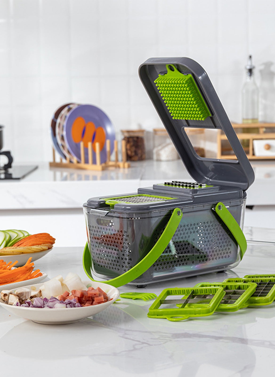 Sharpdo 22-Piece Vegetable Chopper, Multi-functional Kitchen Fruit ...