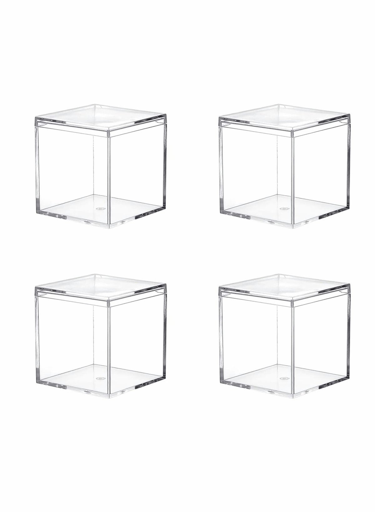 KASTWAVE Clear Acrylic Plastic Square Cube,4 Pack Small Plastic square ...