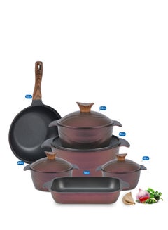 NeoKlein 10-Piece Non-Stick Granite Square Cookware Set, Royal Egypt ...