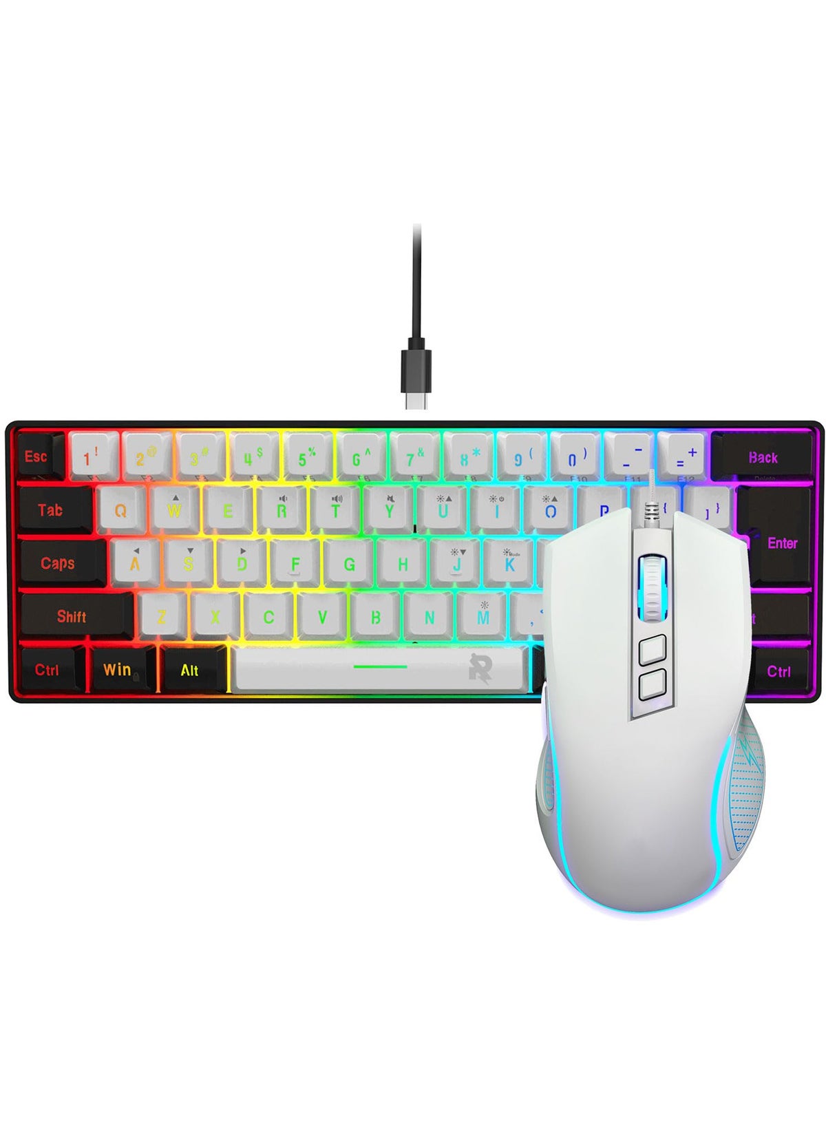Rock Pow Wired Gaming Keyboard and Mouse Combo Include Mini 60% ...