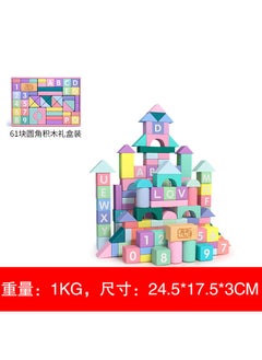 Generic Educational Wooden Blocks for Kids 61 Macaroon Building Blocks ...