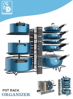 Saudi Deals Heavy Duty 8-Tier Pan, Pot & Lid Organizer Rack for ...