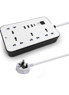 Rock Pow Universal Extension Cord with 4 Power Socket and 3 USB Slots 5 ...