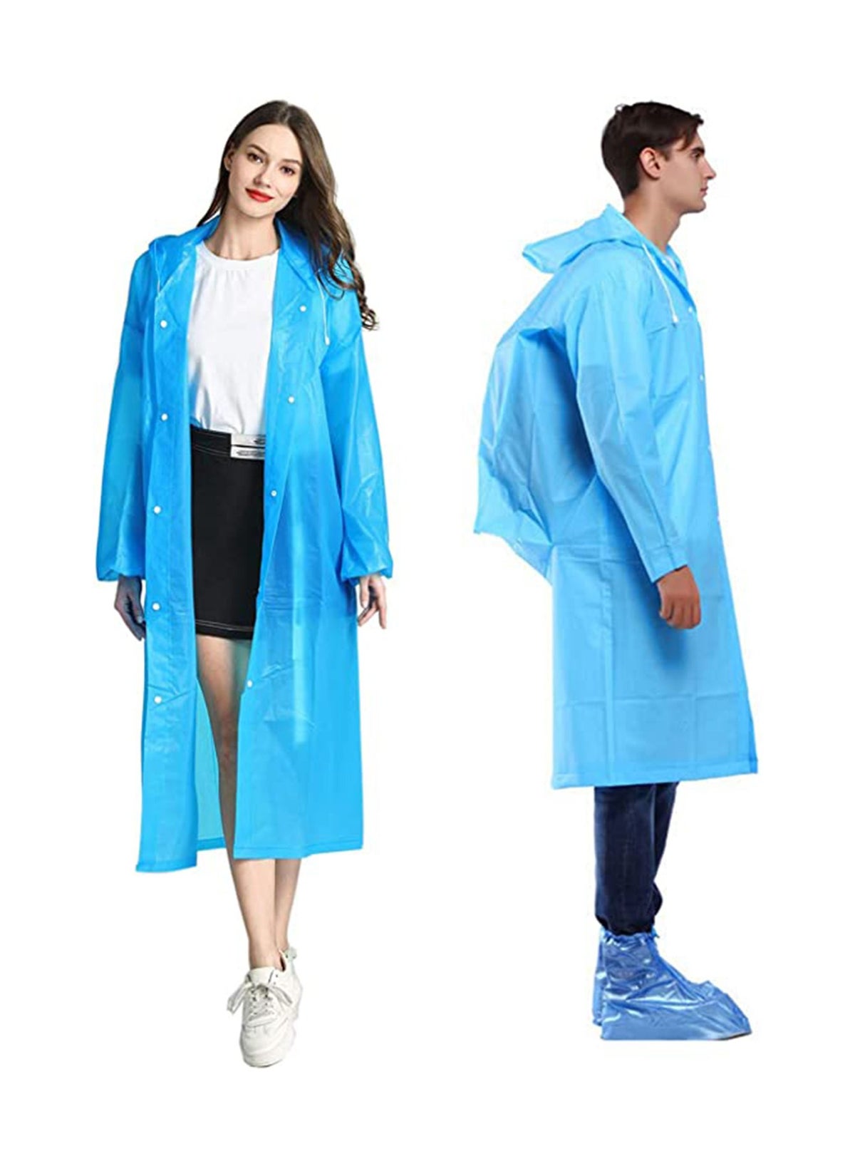 Y&D Raincoat, 2 Pack Portable EVA Backpack and Long Rain Coats Reusable ...