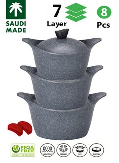 Badraig 8-Piece Granite Cookware Set Grey KSA | Riyadh, Jeddah