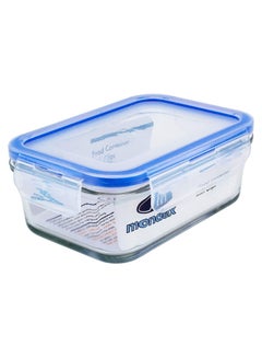Mondex Rectangular Glass Food Storage Container With Lid Clear/Blue ...