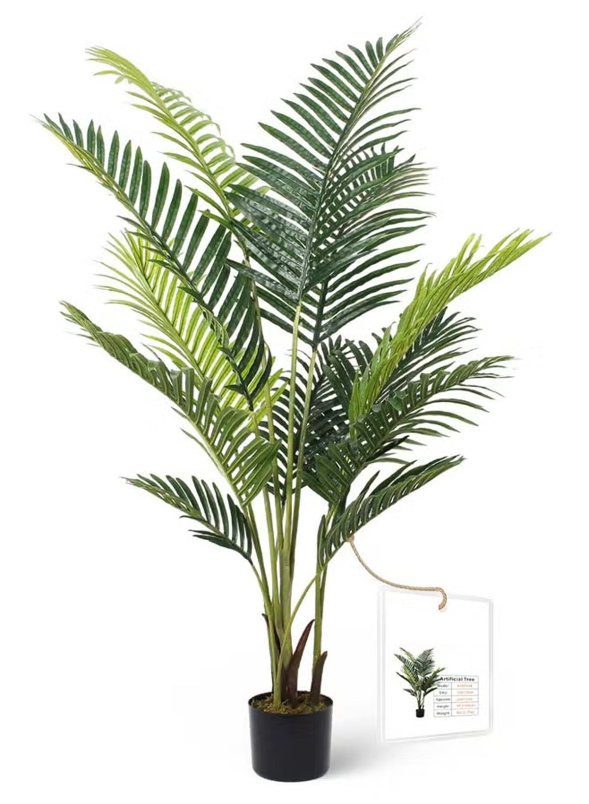 Rock Pow Artificial Areca Palm Plant Fake Tropical Palm Tree, Faux ...