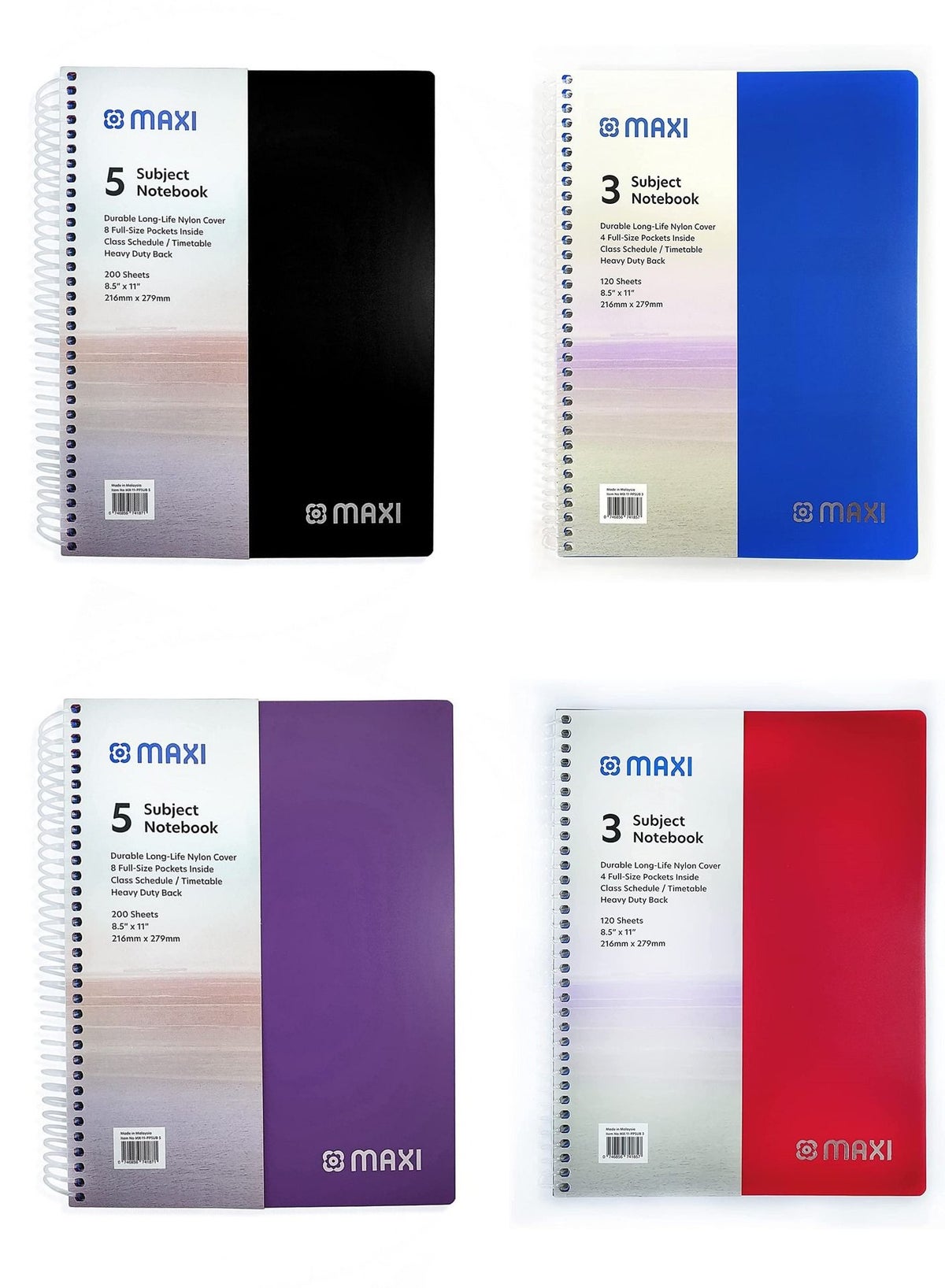 Maxi 4-Piece Multi Subject Notebooks Assorted Colors | Best Price UAE ...