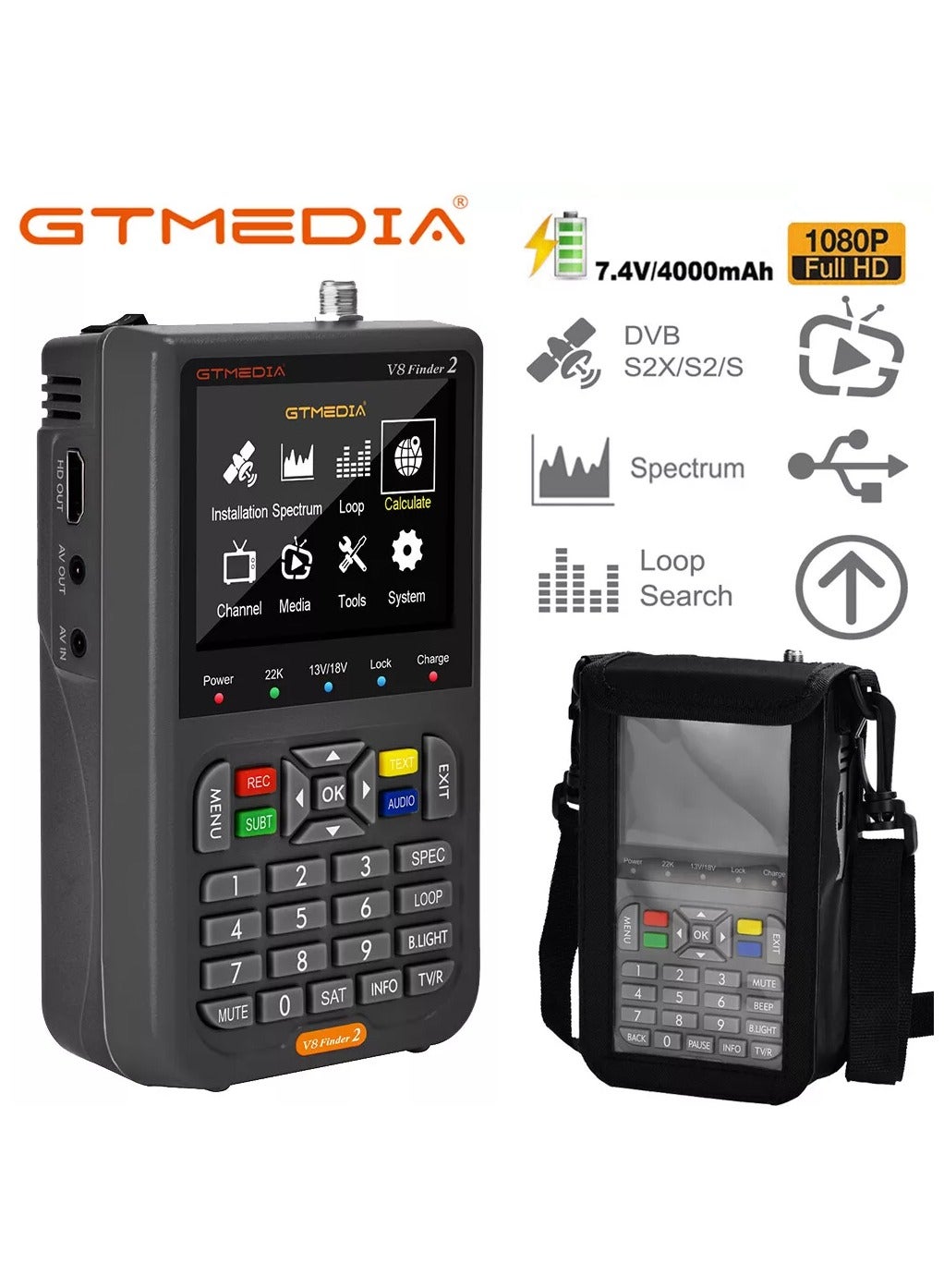 GT Media Digital Satellite Signal Finder Meter FTA DVB-S/S2/S2X Signal ...