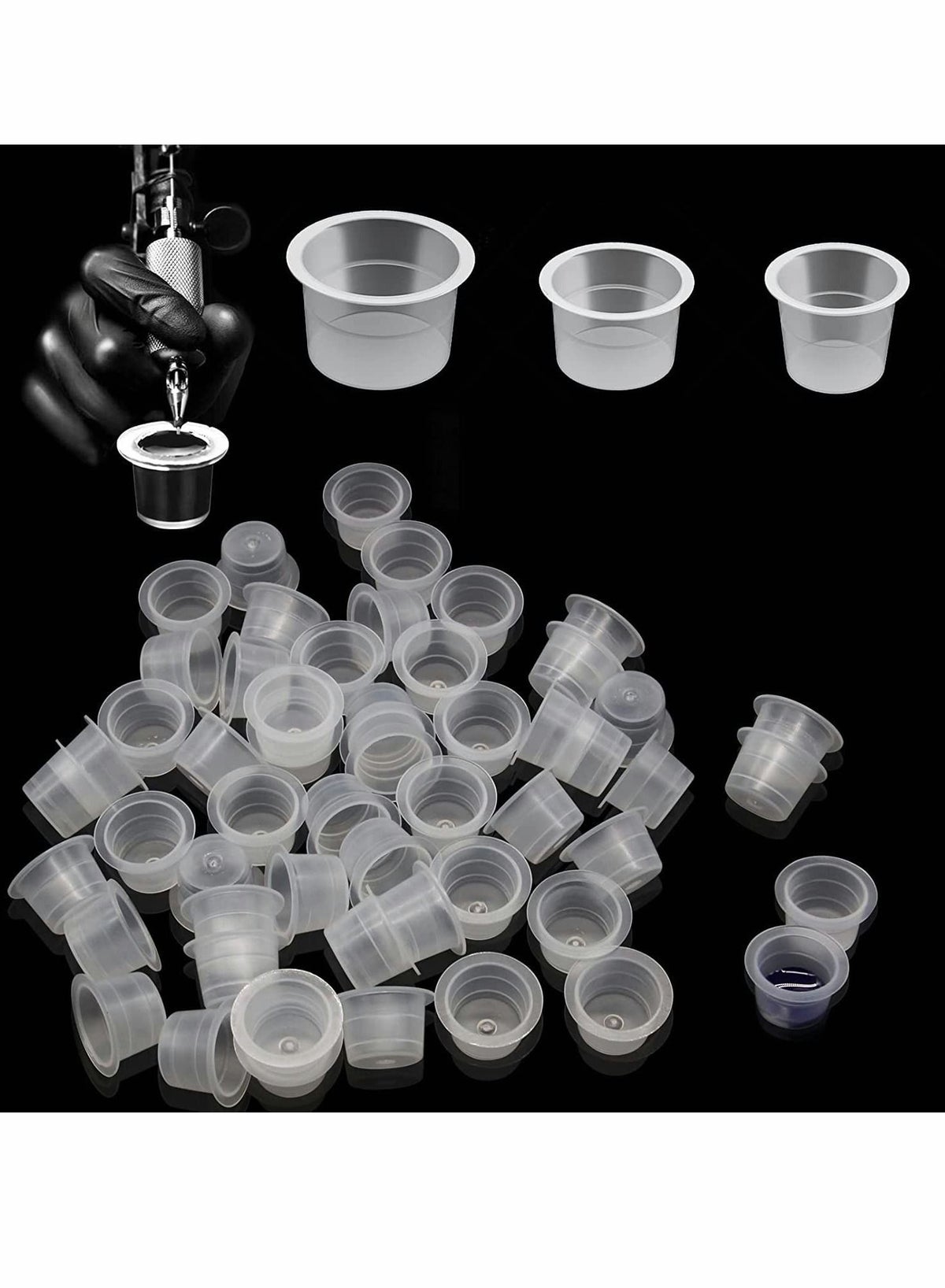 Y&D Tattoo Ink Caps, 300 Pcs Mixed Size Disposable Pigment Cups ...
