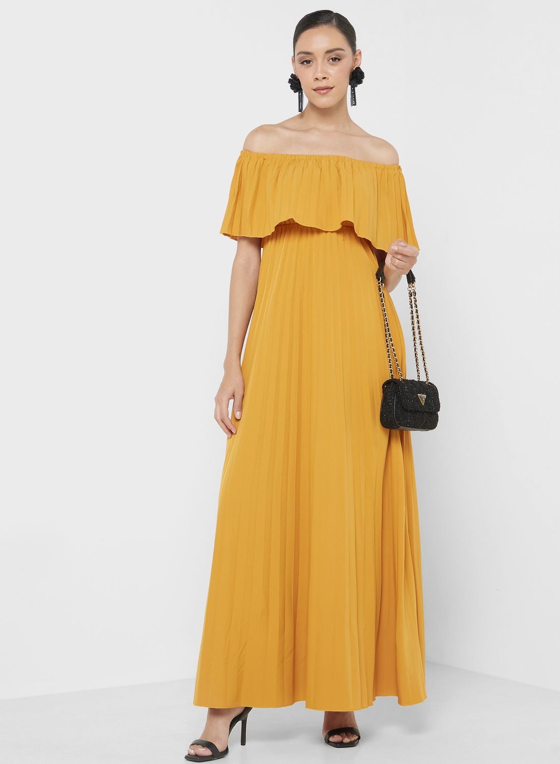 ELLA Bardot Pleated Dress | Best Price KSA | Riyadh, Jeddah