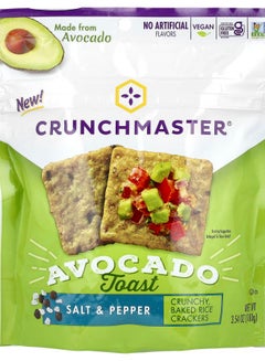Crunchmaster Avocado Toast Crunchy Baked Rice Crackers Salt & Pepper 3. ...