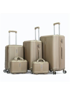 GIORDANO 5 Piece ABS Hardside Spinner Iron Rod Luggage Trolley Set With ...