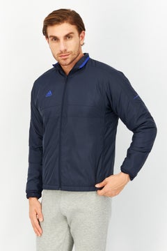 Adidas Men Brand Logo Padded Puffer Jacket, Navy Blue | Best Price KSA ...
