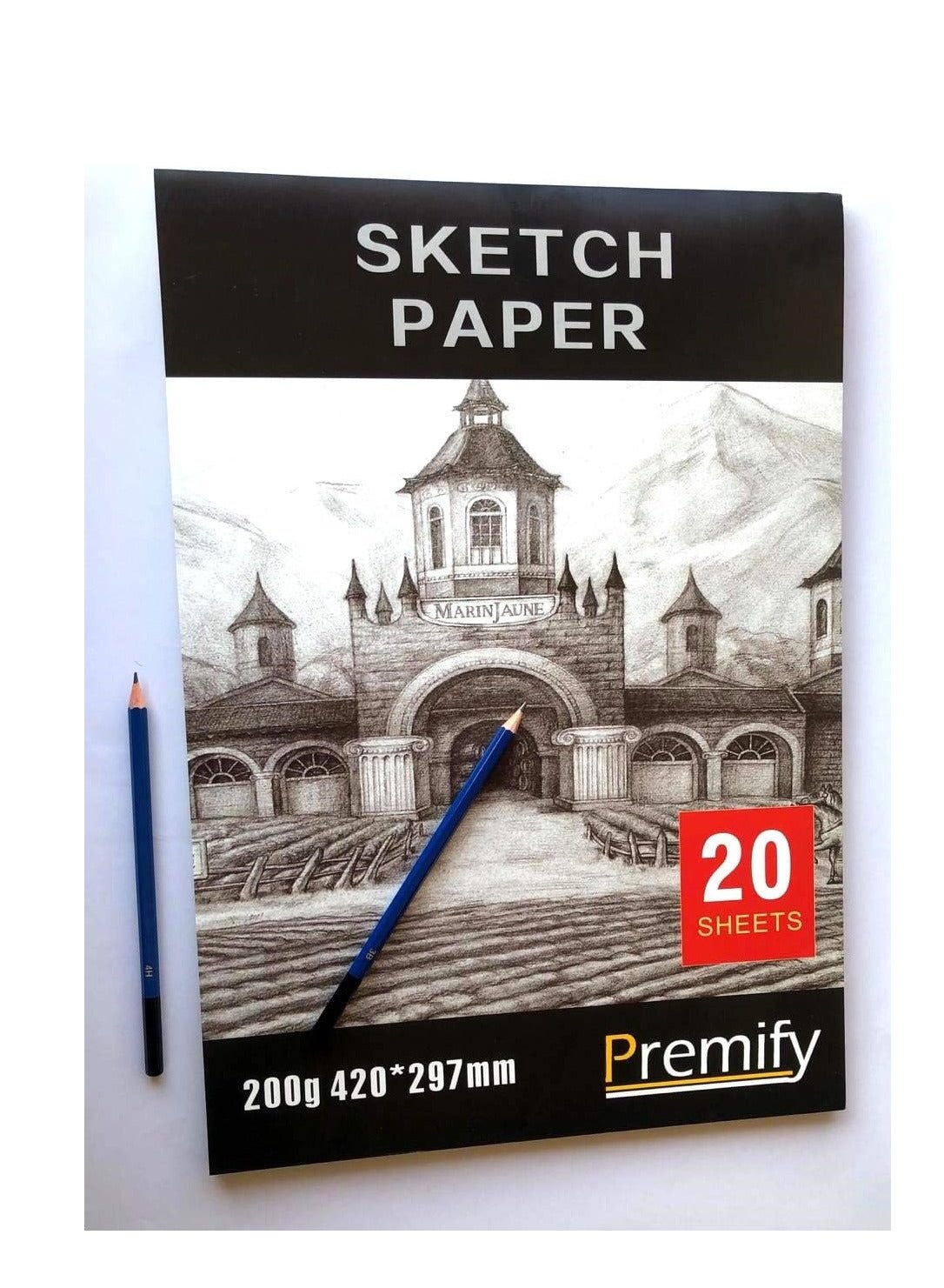 Premify A3 Sketch Paper Pad 200g, 20 Sheets (420 X 297mm) Artist ...