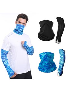 Generic 2 Pairs UV Protection Neck Gaiter Sun Arm Sleeves Set, Cooling ...
