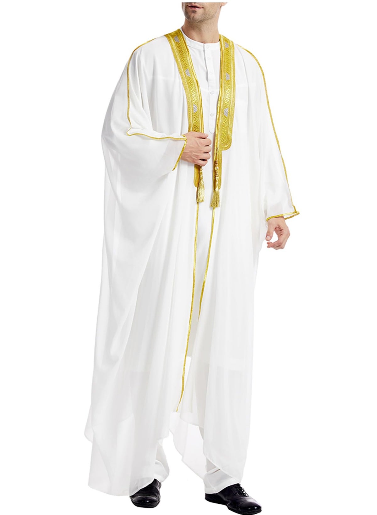NIBEMINENT Men's Muslim Embroidered Mid-Length Worship Poncho Heritage ...
