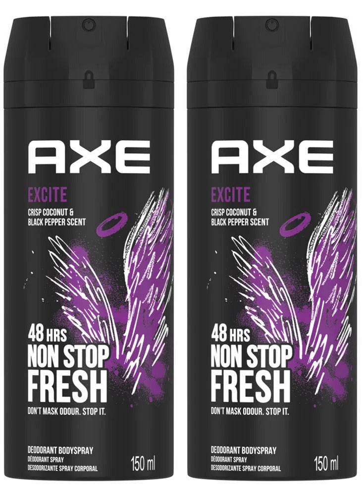Axe Pack Of 2 Axe Excite Crisp Coconut And Black Pepper Scent 150ml ...