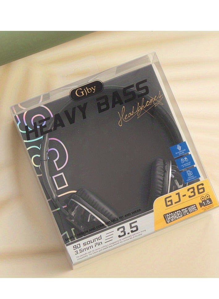 Gjby Stereo Headphone With Microphone Smart Function On-Ear Retractable Headset For Calling ...