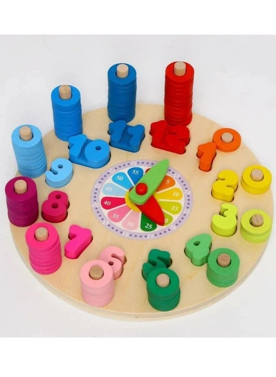 Wooden Logarithmic Clock for Kids - Educational Tool for Sensory and ...