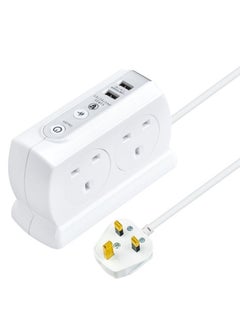 MASTERPLUG High Gloss 4 Compact Back To Back Socket 4 Meter 2 USB Ports ...