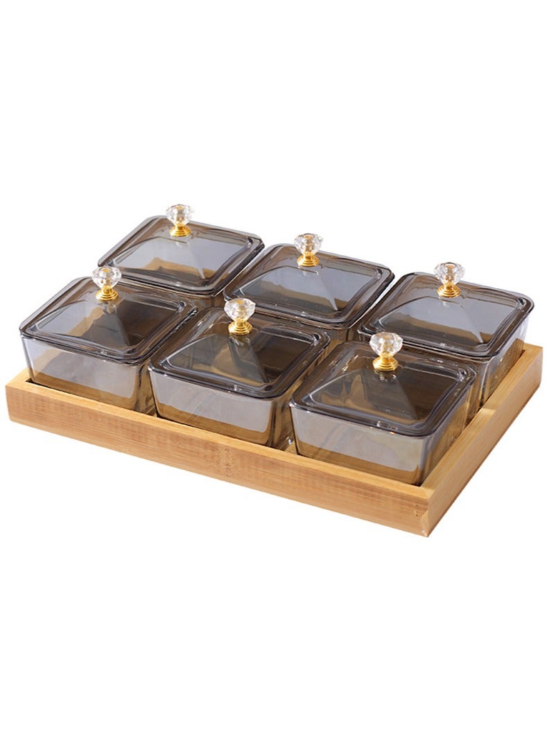 Monda 6-piece wood grain fruit plate, dried fruit and nut candy plate ...