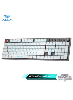 AULA Blue Switch Low Profile Mechanical Keyboard with Ice Blue Backlight Media Control 104-Key ...