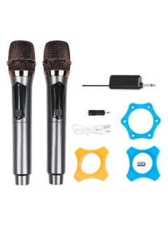 JAJEEK Wireless Microphone, UHF Dual Cordless Metal Dynamic Mic System ...