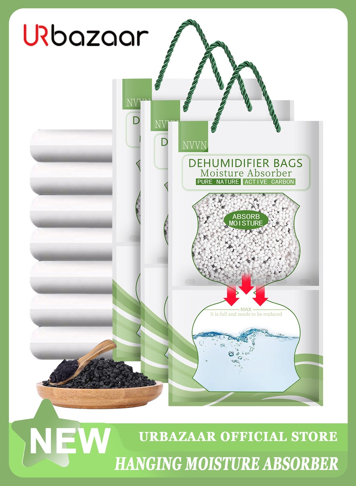 URbazaar 10-Piece Hangable Moisture Absorbing Bags Odor Eliminator ...