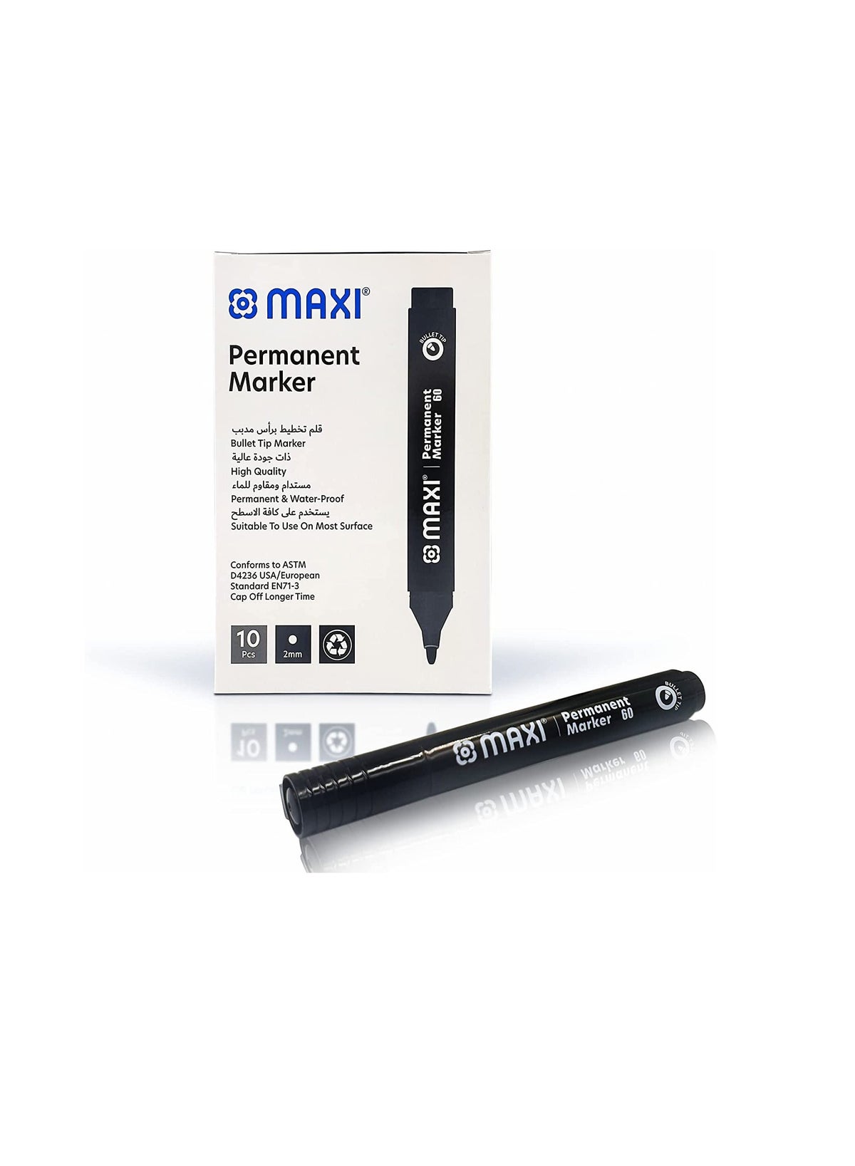Maxi Maxi Permanent marker with round tip 10pc Black | Best Price UAE ...