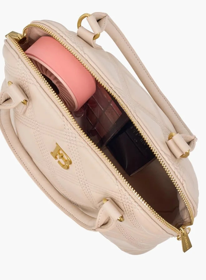 Flora Bella By Shoexpress IVORY Women Quilted Tote Bag with Detachable Strap and Zip Closure for ...