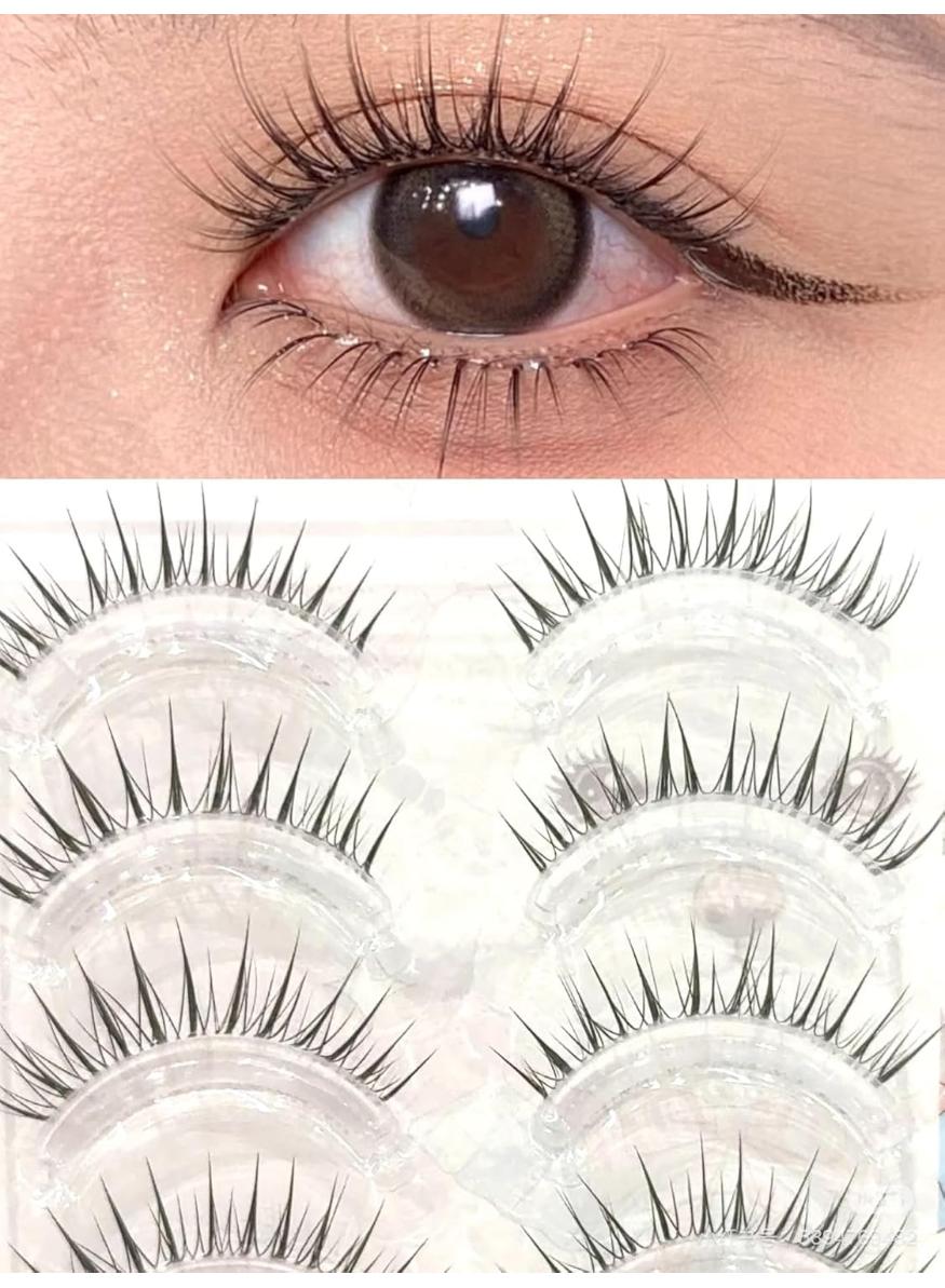 KHAJUL 5 Pairs Fake Eyelashes False Eye Lashes Daily Strip Cross Black ...