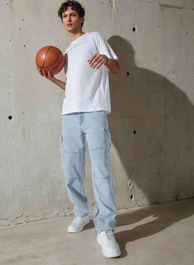 Hubberholme Light Blue Relaxed Fit Jeans Solid design crafted from 100% ...