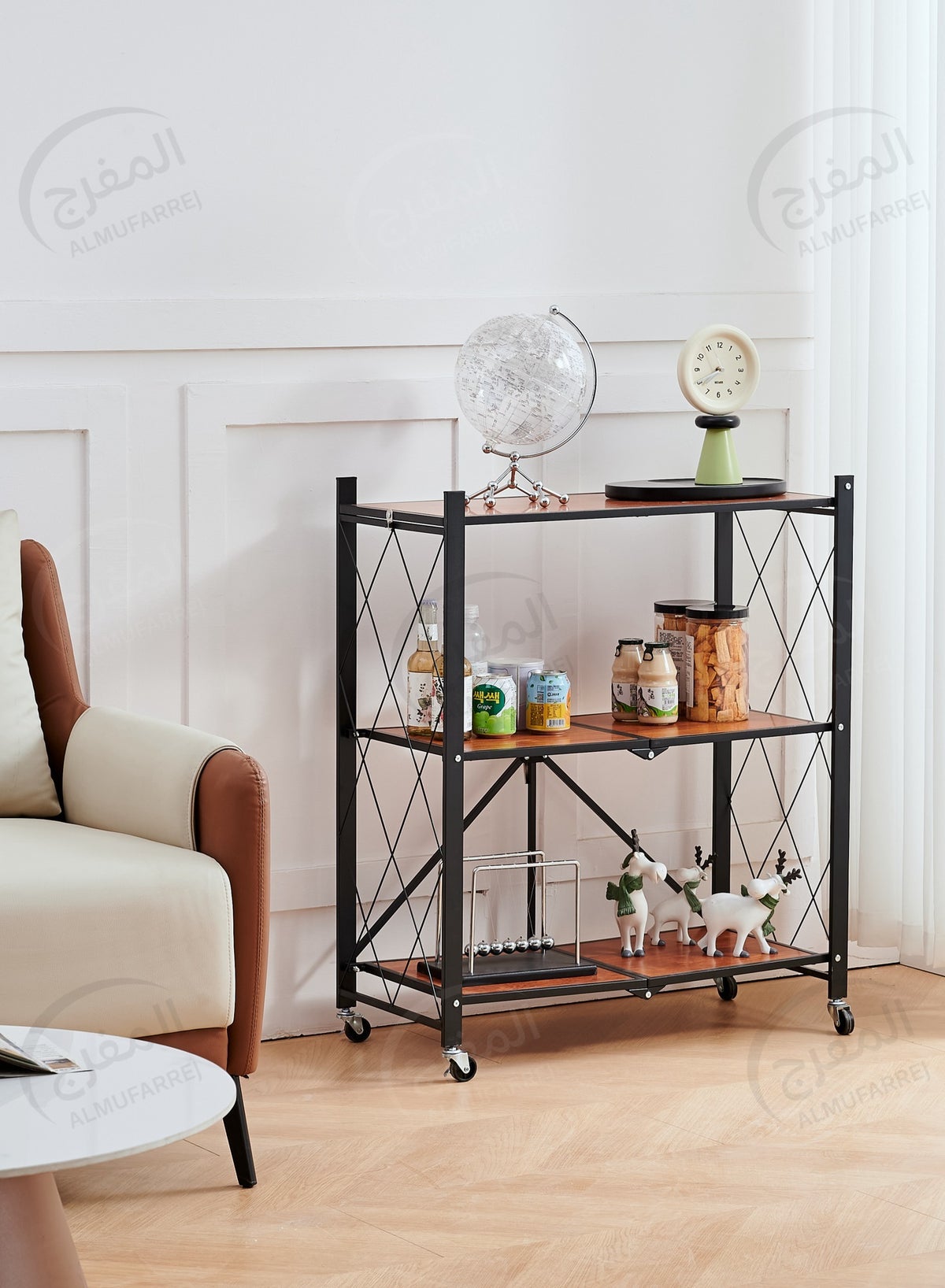 ALMUFARREJ Coffee Corner Table, Side Table, Bookcase with 3 Wood ...