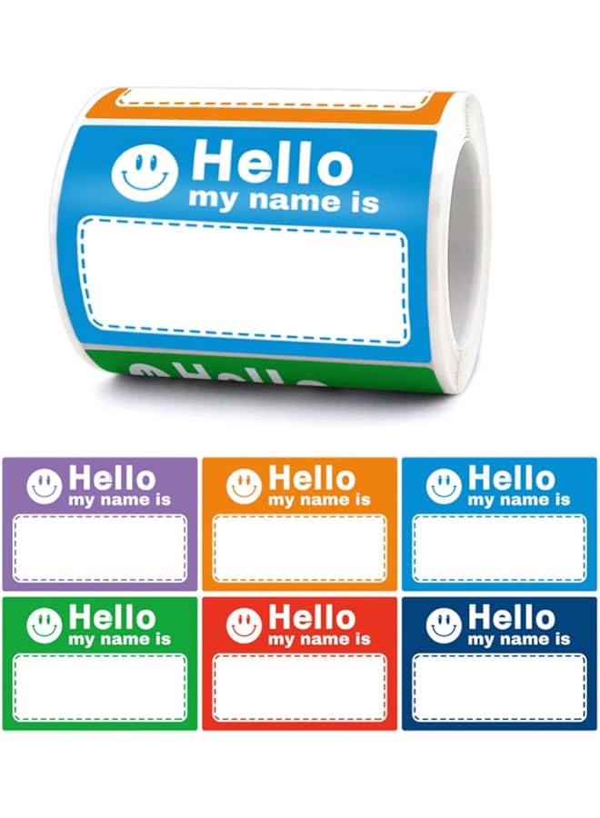 erorex 1 Roll 250Pcs Colors Name Tags Labels Name Tag Labels Hello My ...