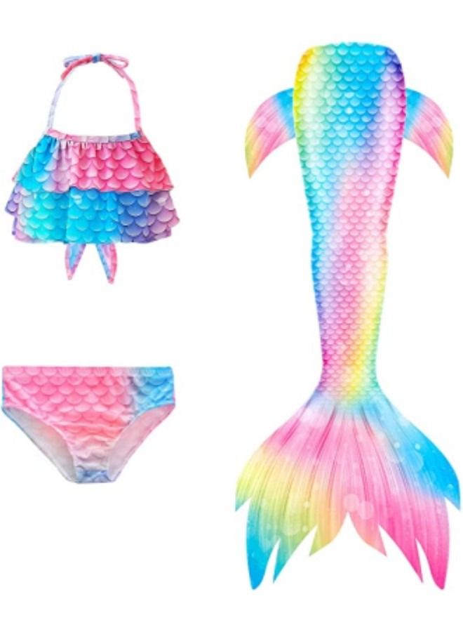 GGEROU Girls Swimwear Mermaid Tail Swimwear,Bikini Sets,Mermaid Costume ...